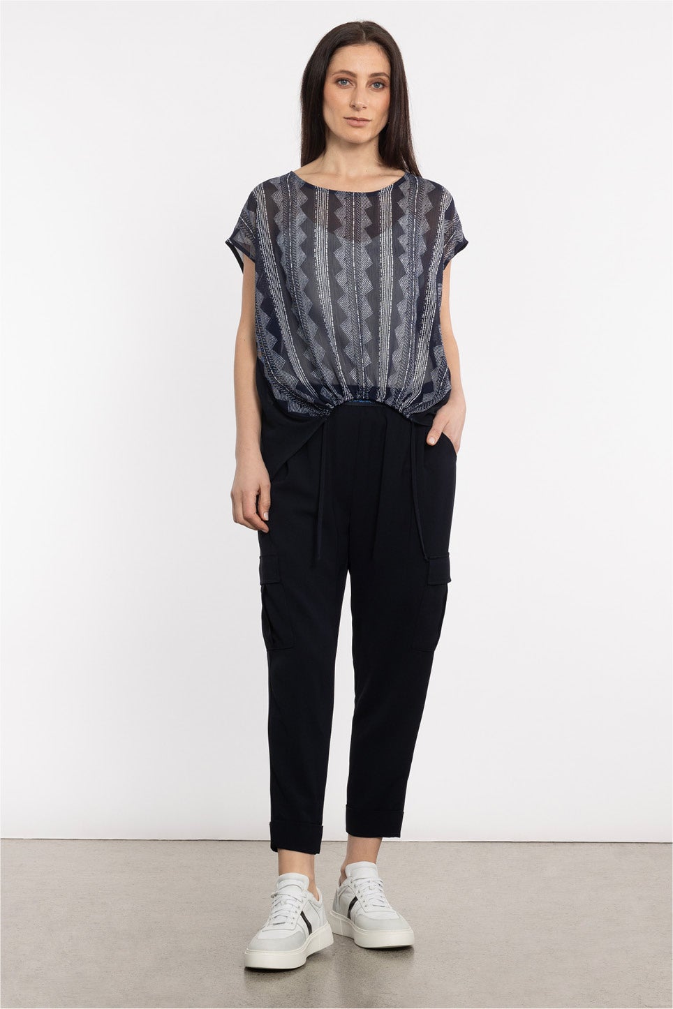 Hugo Cropped Cargo Pant in Blue | Repertoire