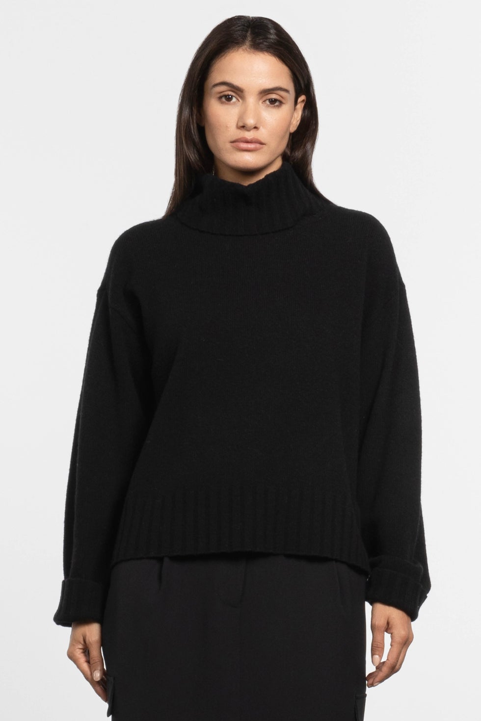 Leanne Knit Turtle-neck Jumper In Black | Repertoire | Repertoire